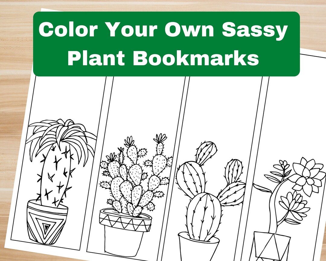 Printable Color Your Own Sassy Plant Bookmarks - Etsy