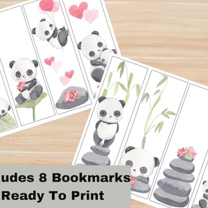Panda Printable Bookmarks - Etsy