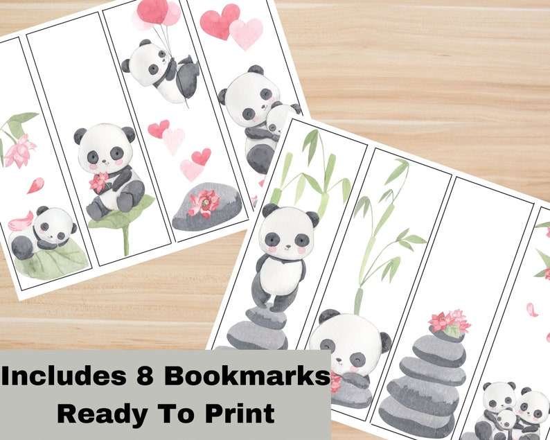 Panda Printable Bookmarks - Etsy
