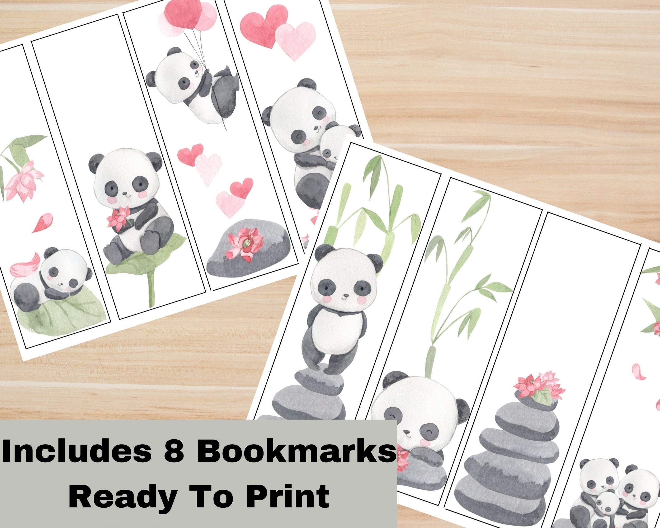 Panda Printable Bookmarks - Etsy
