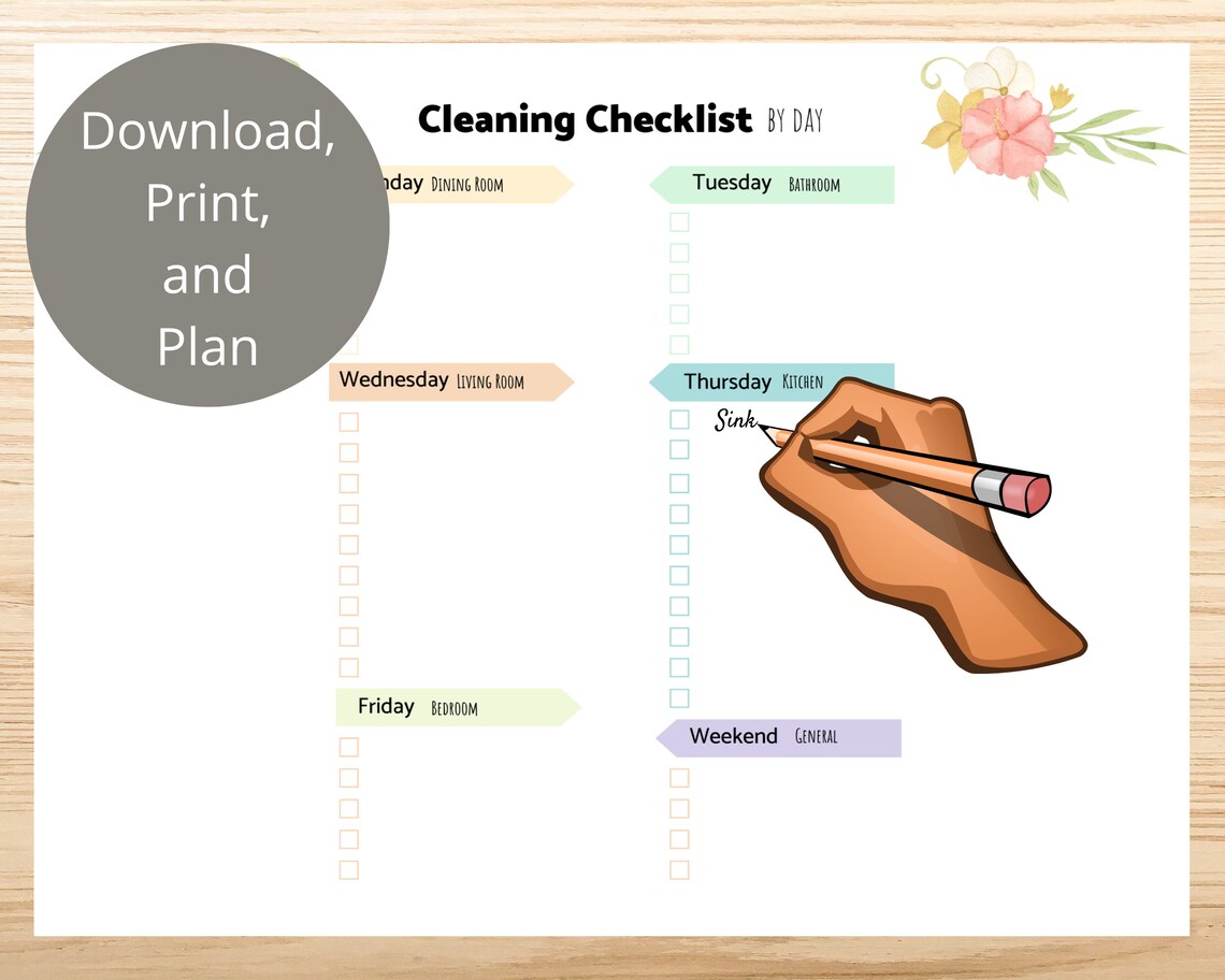 Printable Cleaning and Chores Checklist | Instant Download | Perfect ...