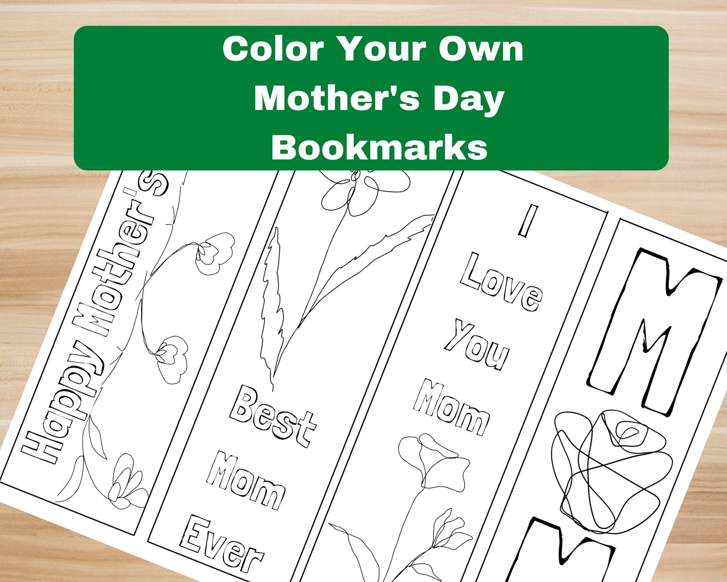 Color Your Own Mother's Day Bookmarks | Printable Bookmarks | Mom Gift ...