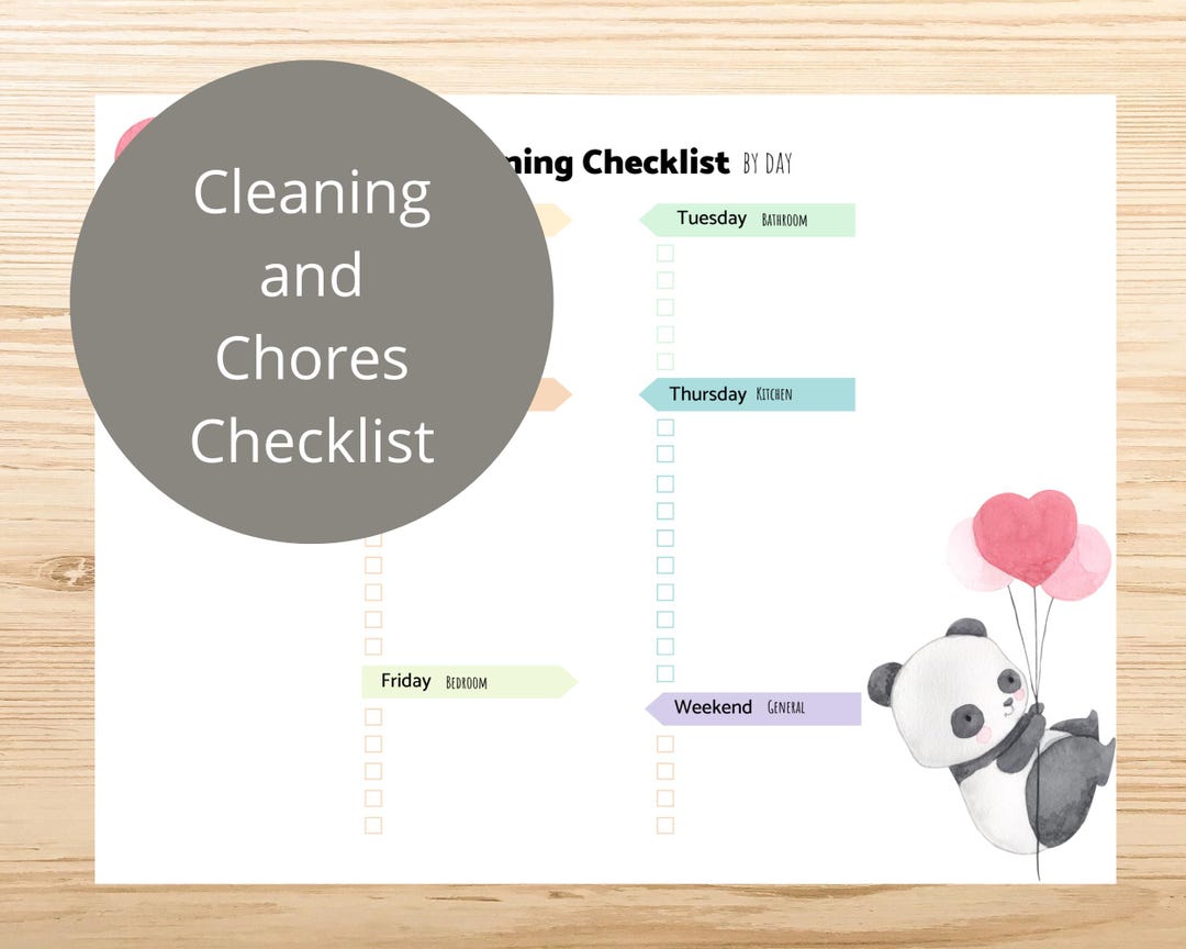 Panda Printable Cleaning and Chores Checklist | Instant Download ...