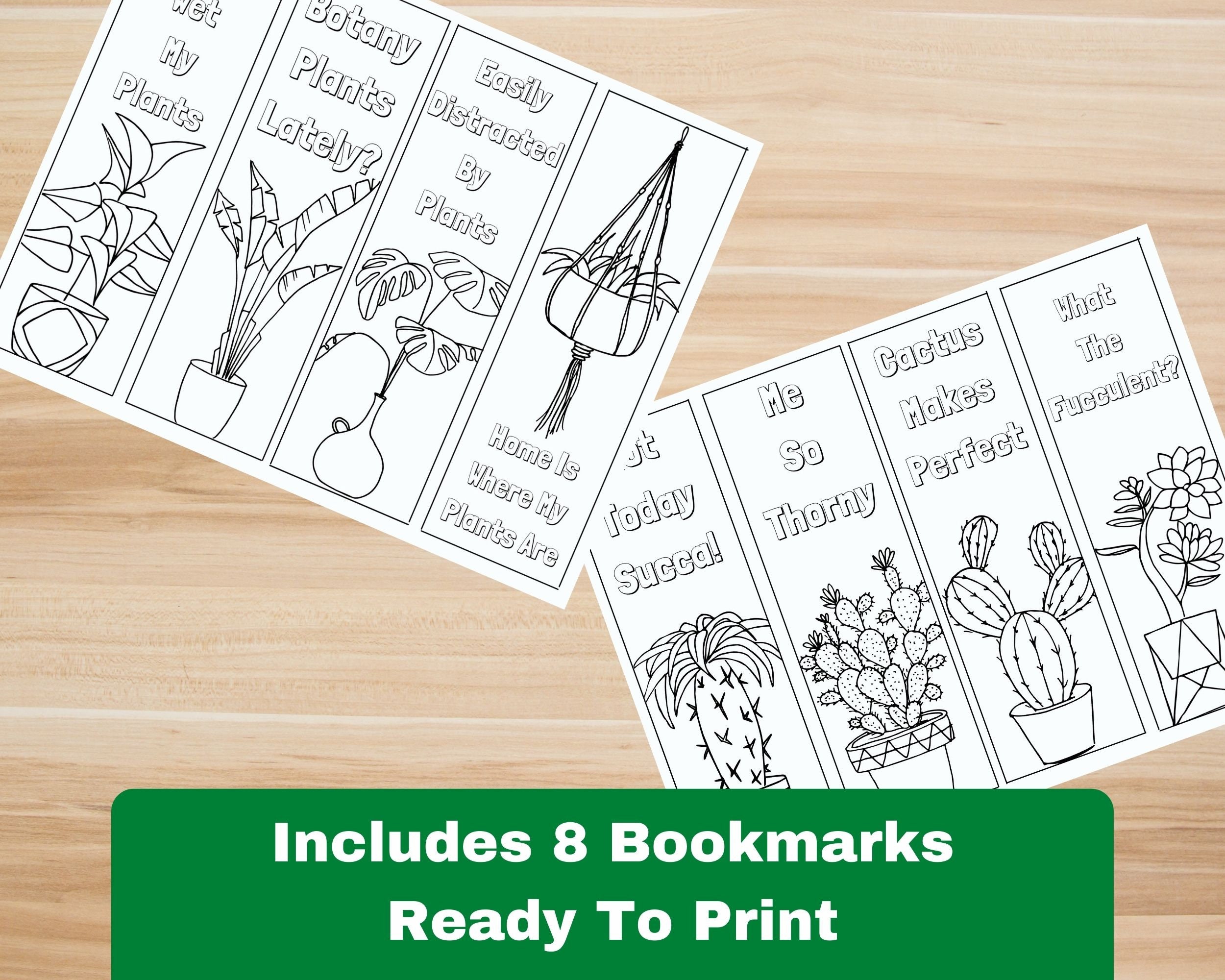 Printable Color Your Own Sassy Plant Bookmarks - Etsy