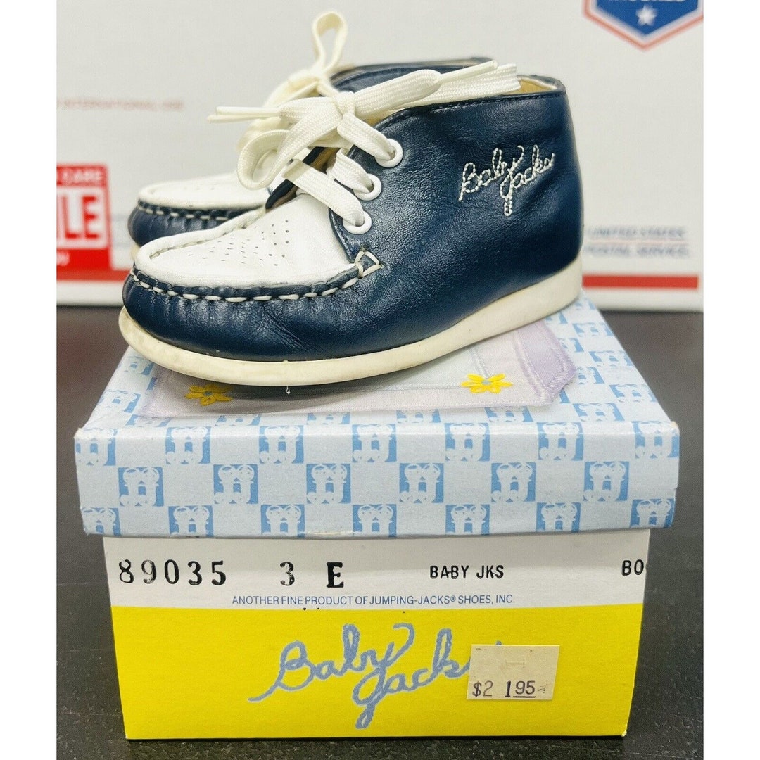 Vintage Jumping Jacks Baby Jacks Blue/white Leather Toddler Shoes SZ. 3 ...