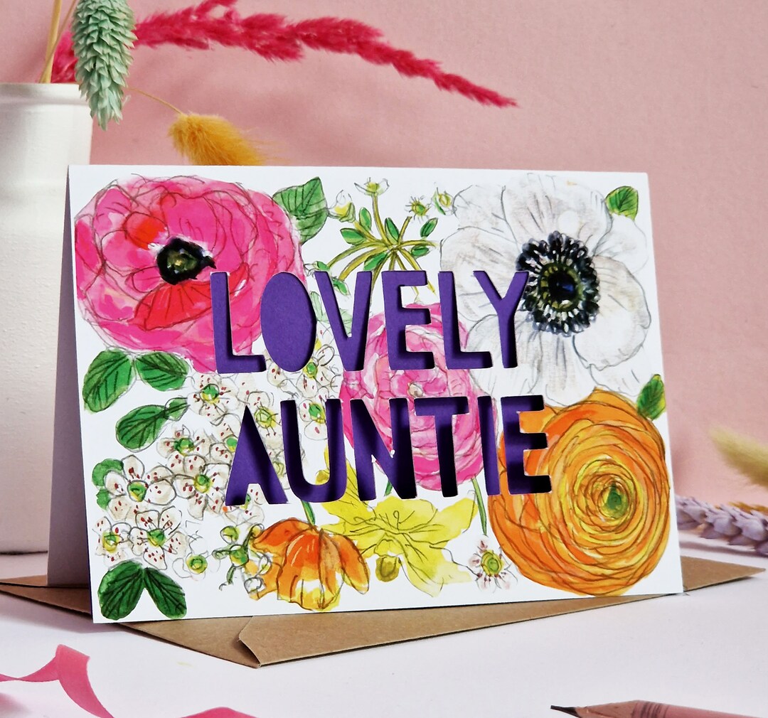 Aunt Birthday Card, Lovely Auntie Paper Cut Card, Card for Aunt, Paper ...