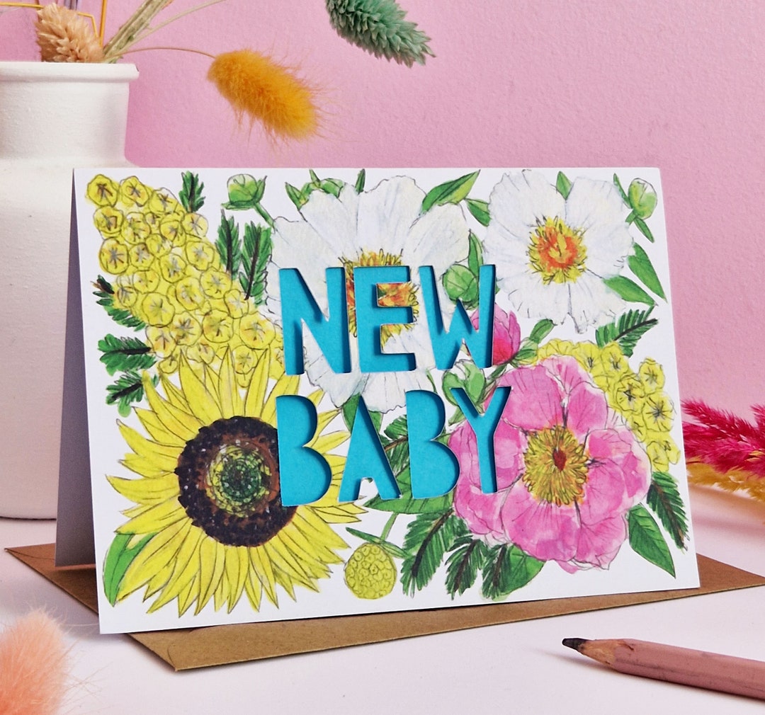 New Baby Card, Paper Cut New Baby Card, New Baby, Congratulations New ...