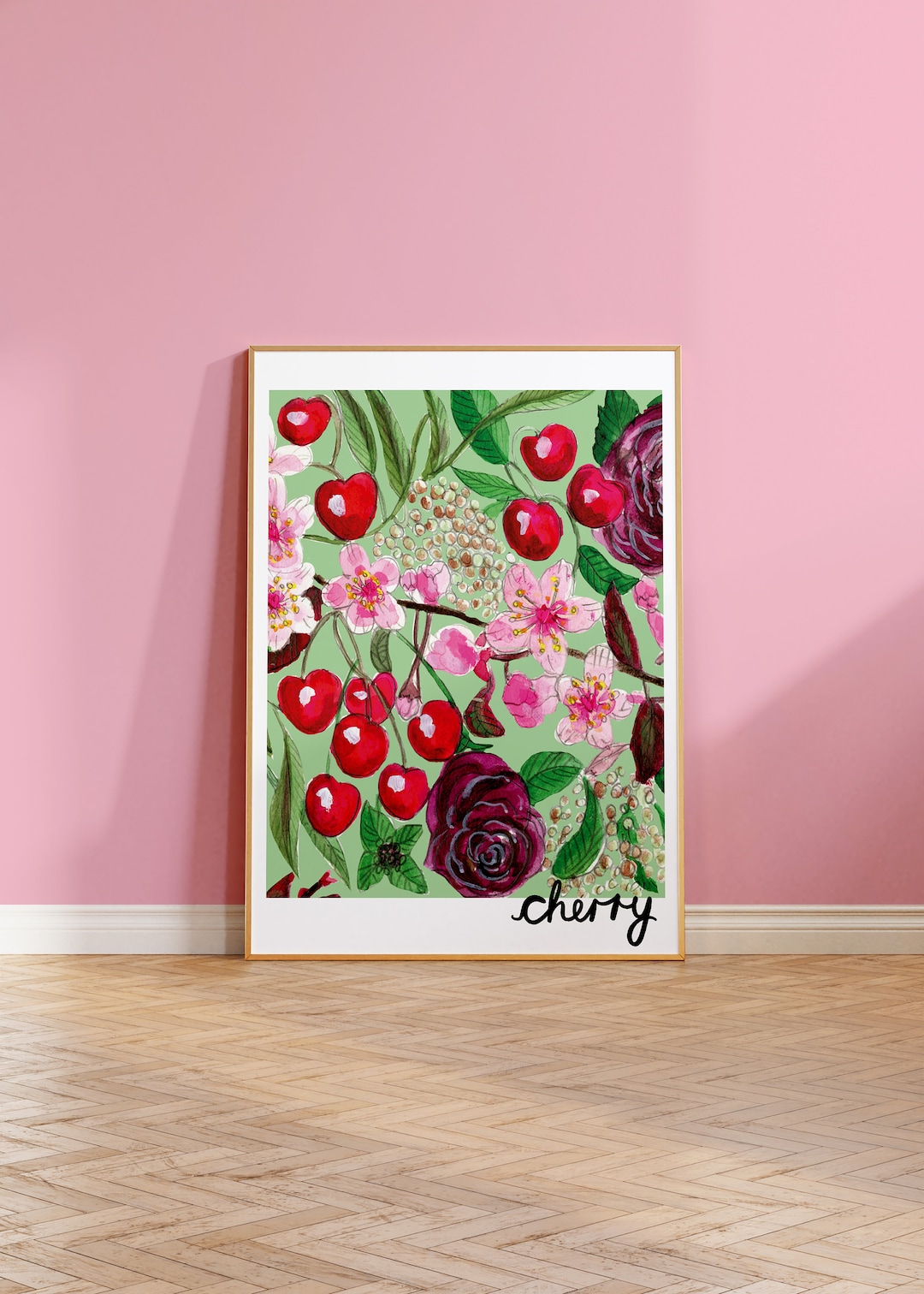 Cherry Print, Cherry Blossom Poster, Cherry Art, Fruit Print, Kitchen ...