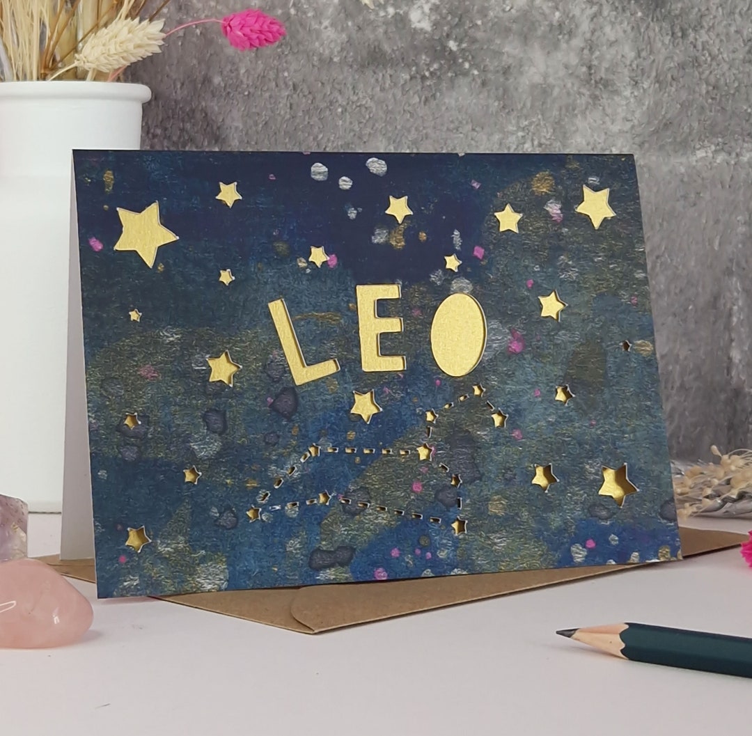 Leo Card, Leo Papercut Card, Zodiac Print Card - Etsy
