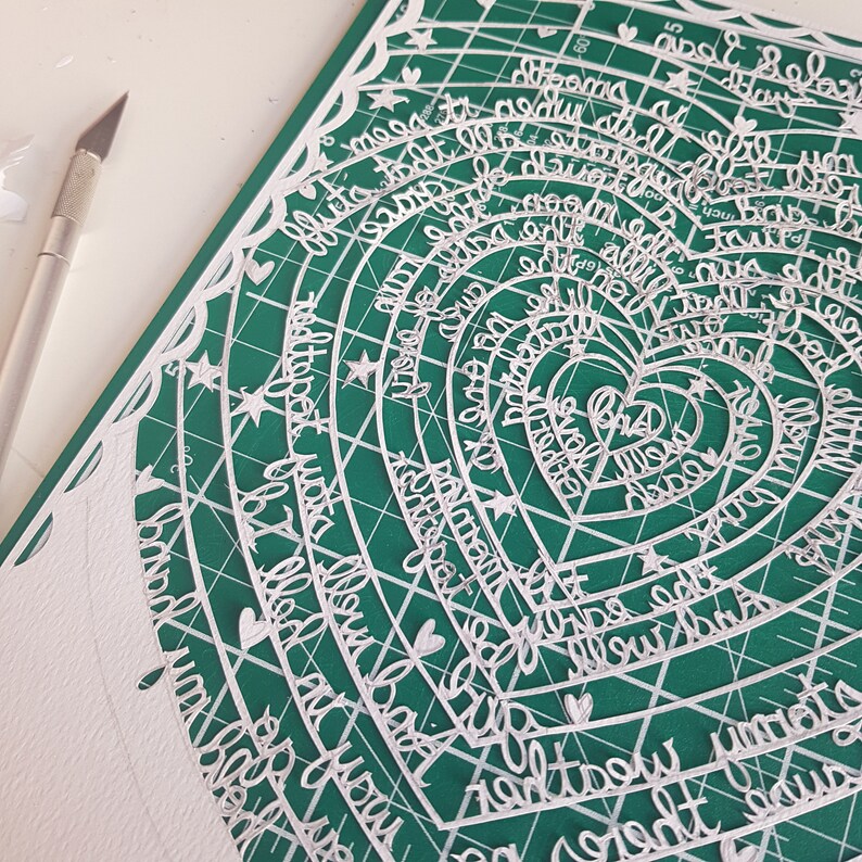 Bespoke Custom Paper Cut Lyrics for Wedding or Paper | Etsy