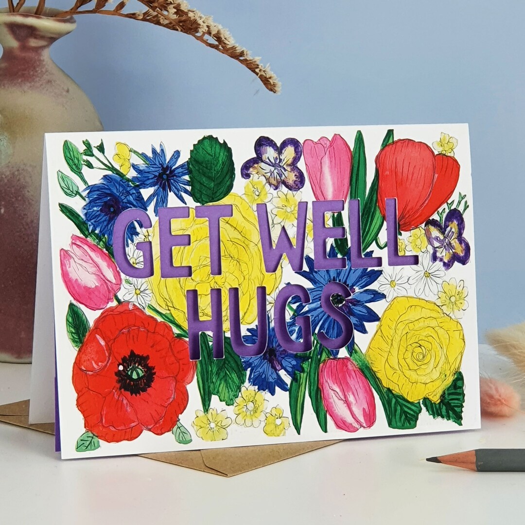Get Well Hugs Card, Get Well Soon Card, Card for Illness, Get Well Soon ...