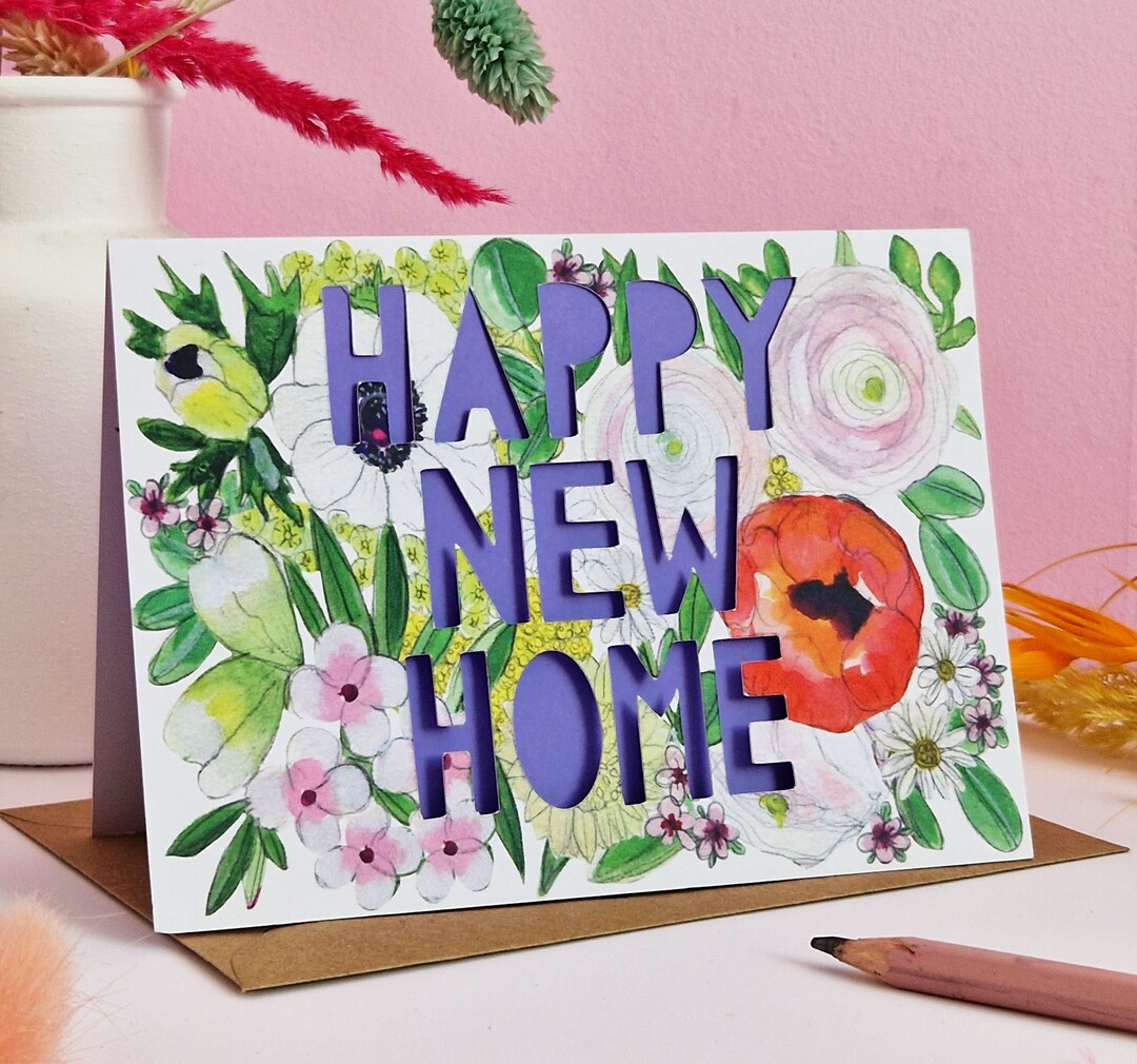 New Home Card, Paper Cut New Home Card, Happy New Home Card, New Home ...