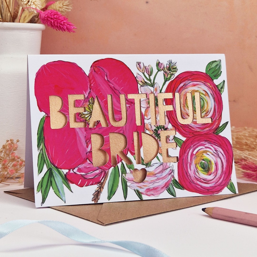 Beautiful Bride Paper Cut Card, Paper Cut Card for Bride, Card for ...