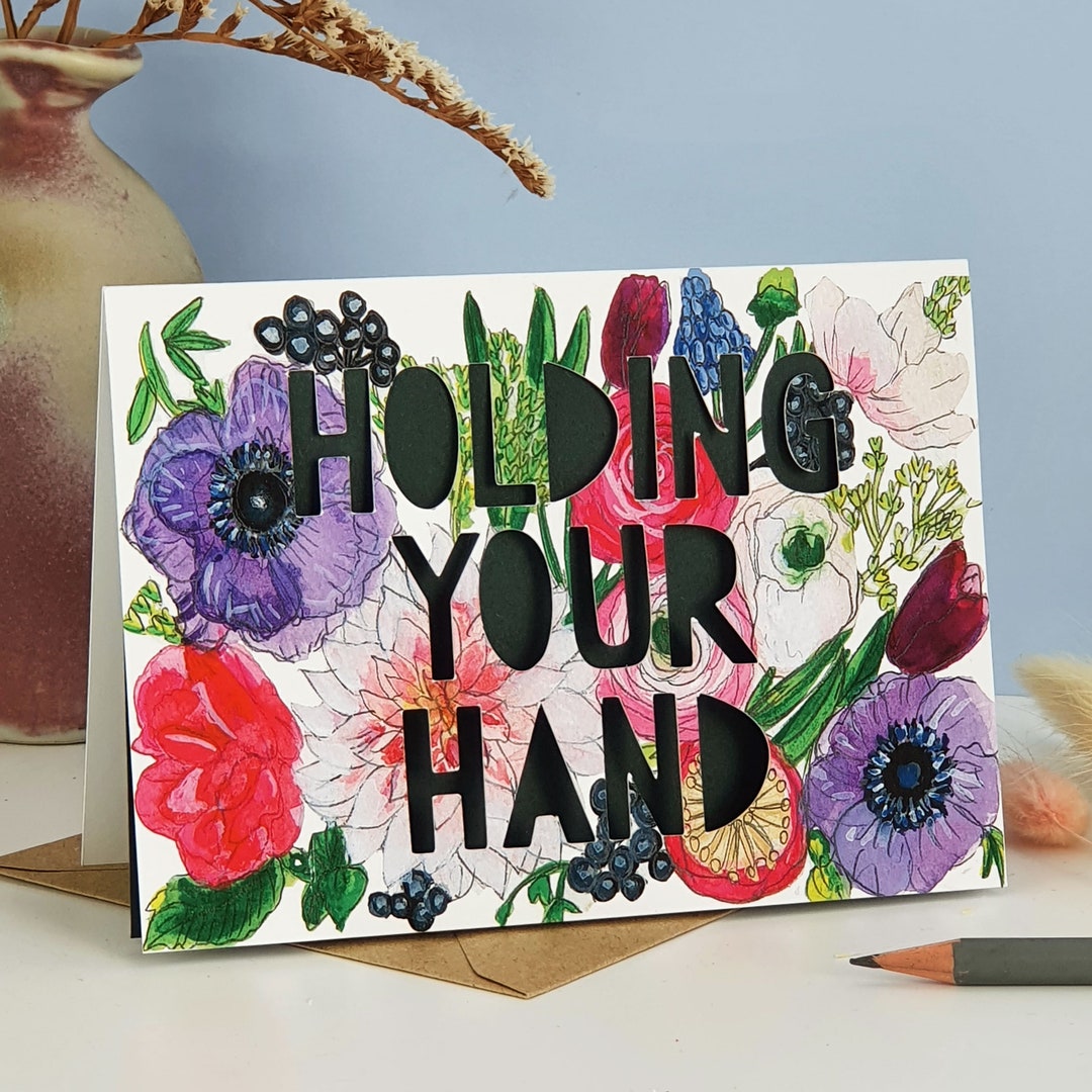 Holding Your Hand Card, Encouragement Card, Card for Friend, Support ...