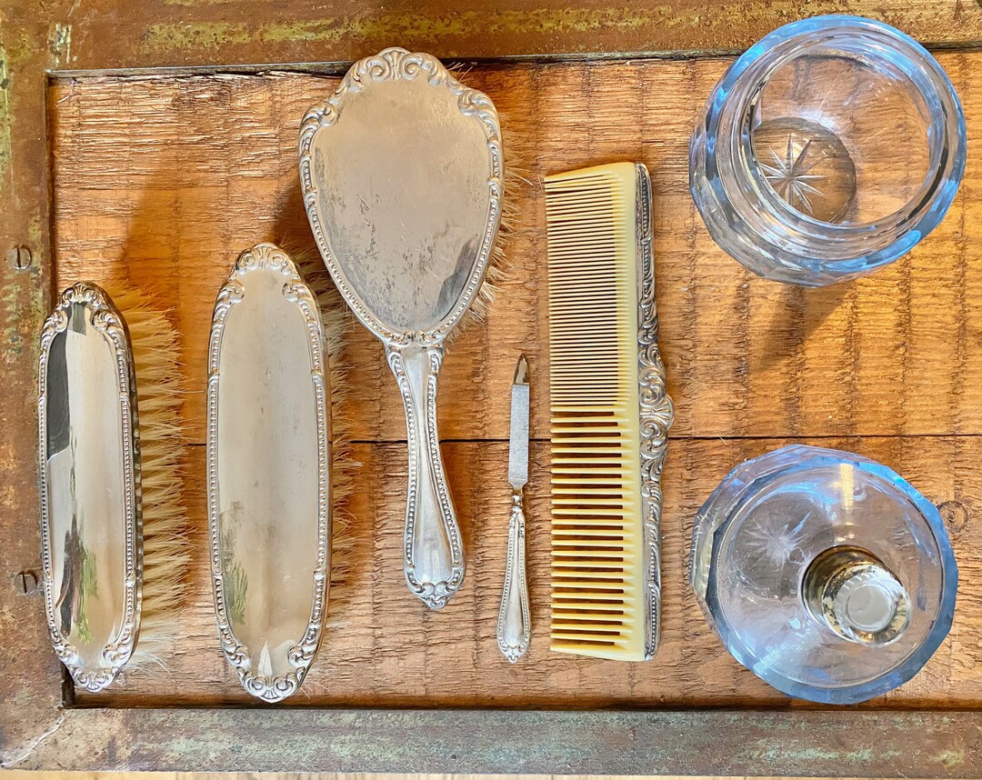 Silver, Dresser Set, Vanity Set, Early 1900's, Art Nouveau Style ...