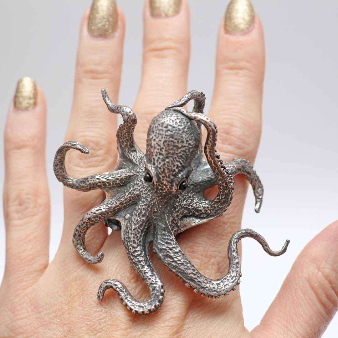 Giant Sterling Silver Octopus Ring - Etsy