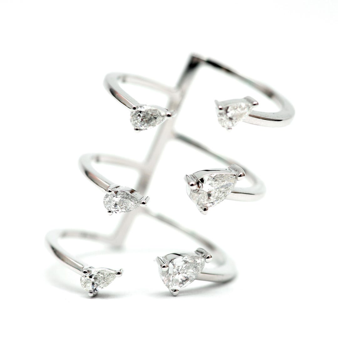 18k Jagged Diamond Cuff Ring - Etsy