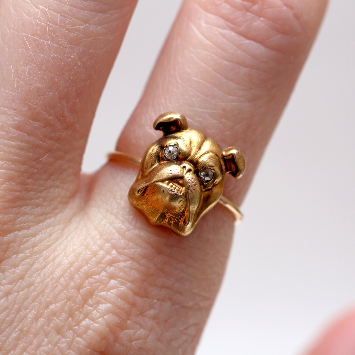 14k Diamond Bull Dog Conversion Ring | Etsy