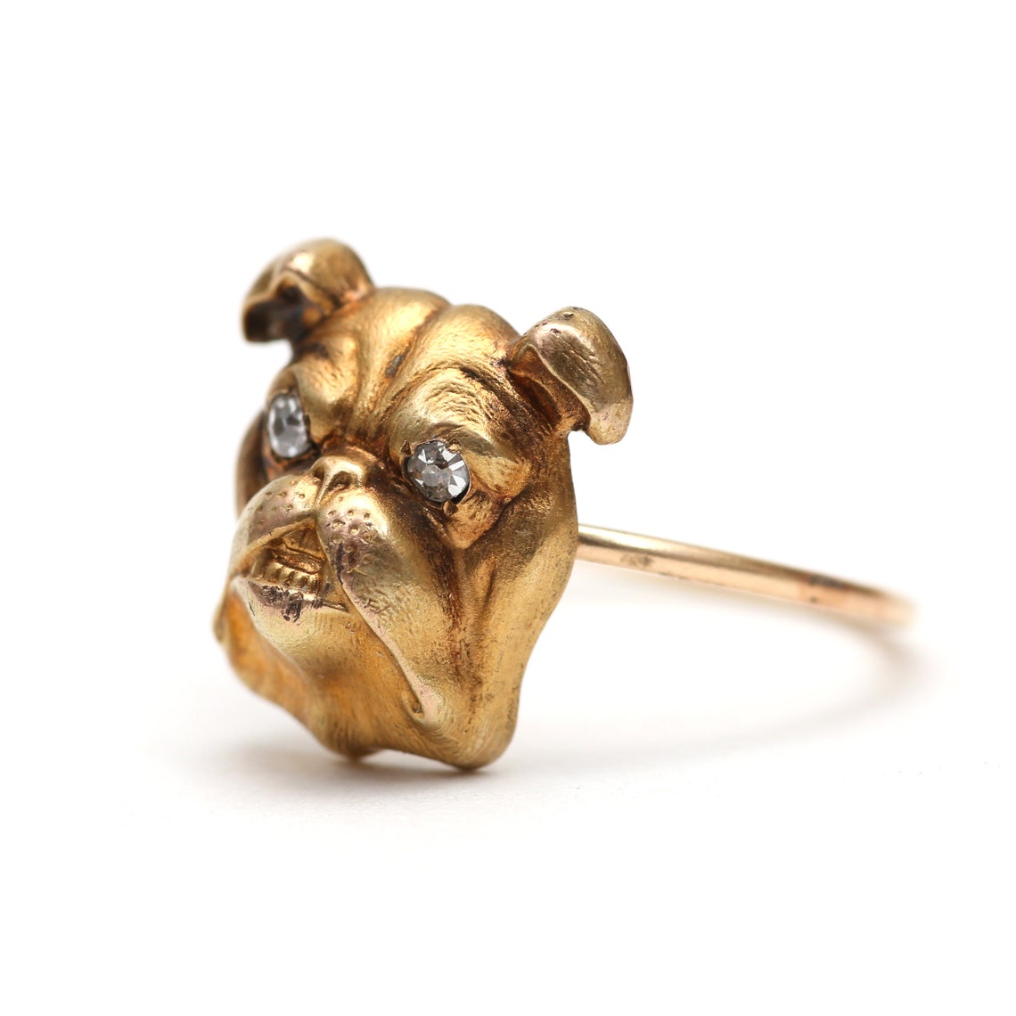 14k Diamond Bull Dog Conversion Ring | Etsy