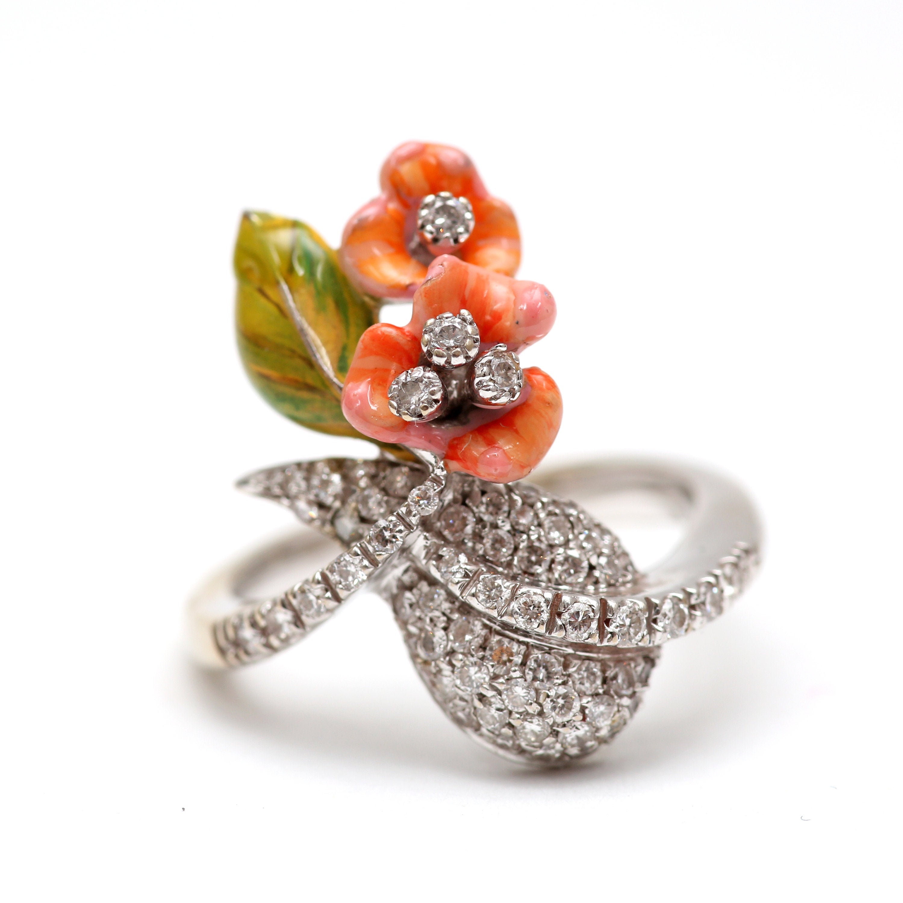 Flower enamel ring store
