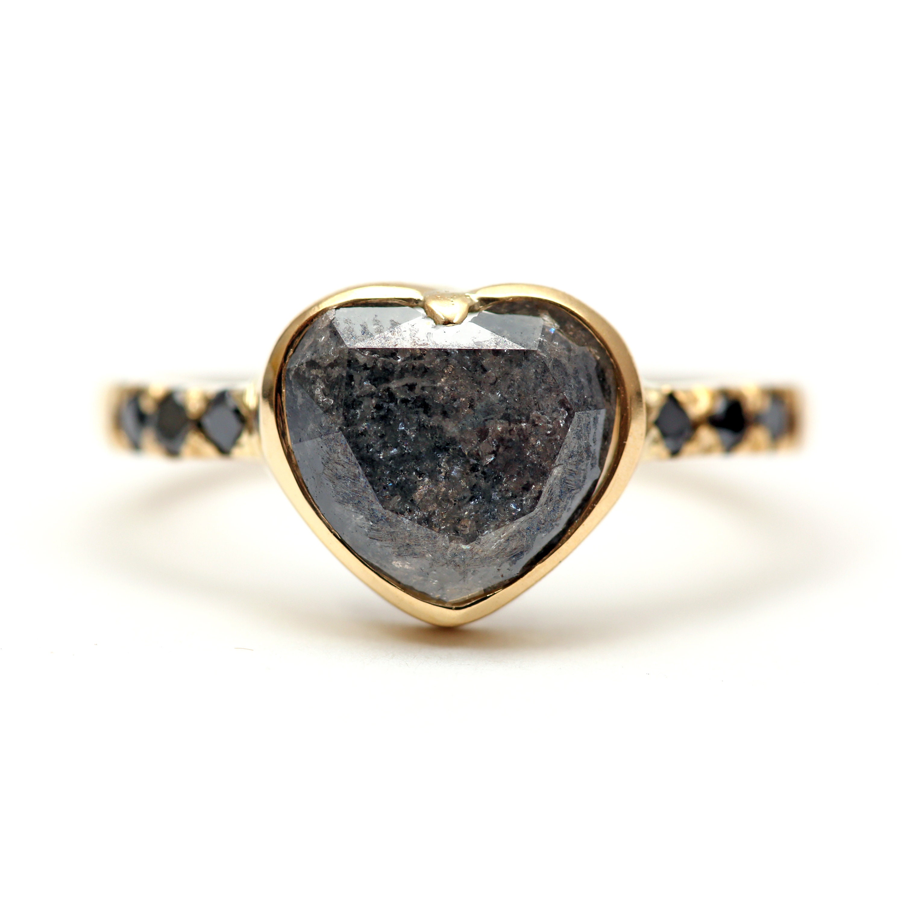14k Black Diamond Heart Ring 1.92ct | Etsy
