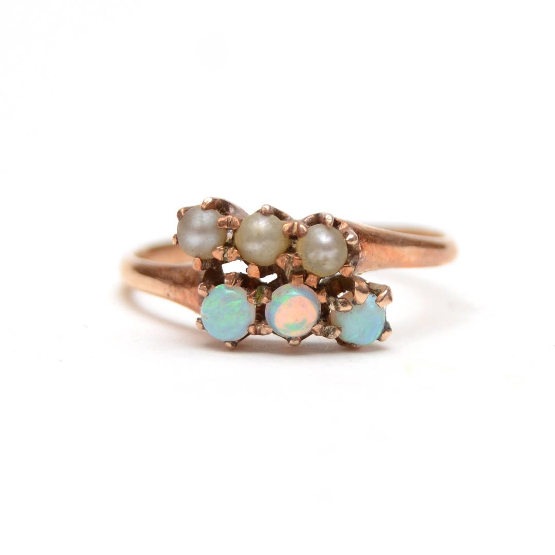 14k Victorian Pearl and Opal Ring - Etsy