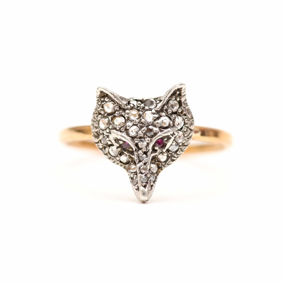 15k Diamond Fox Ring - Etsy
