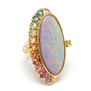 14k Lightning Ridge Rainbow Ring - Etsy