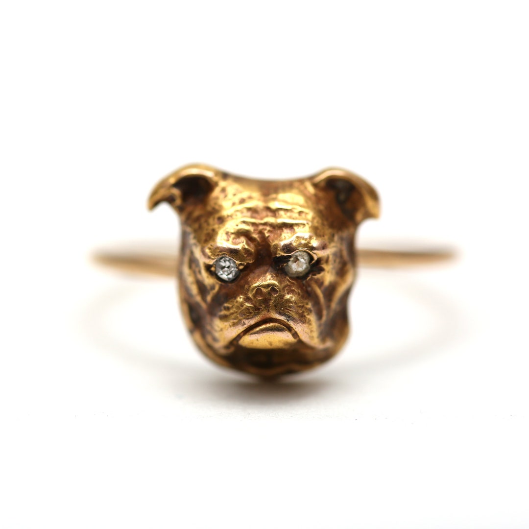 14k Gold and Diamond Victorian Dog Conversion Ring - Etsy