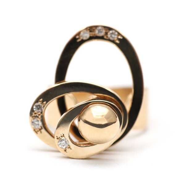14k Three-Tiered Spinner Ring - Gem