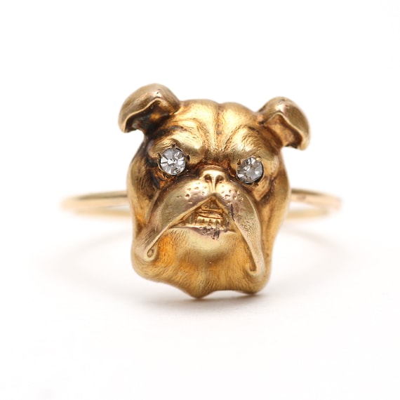 14k Diamond Bull Dog Conversion Ring - Gem