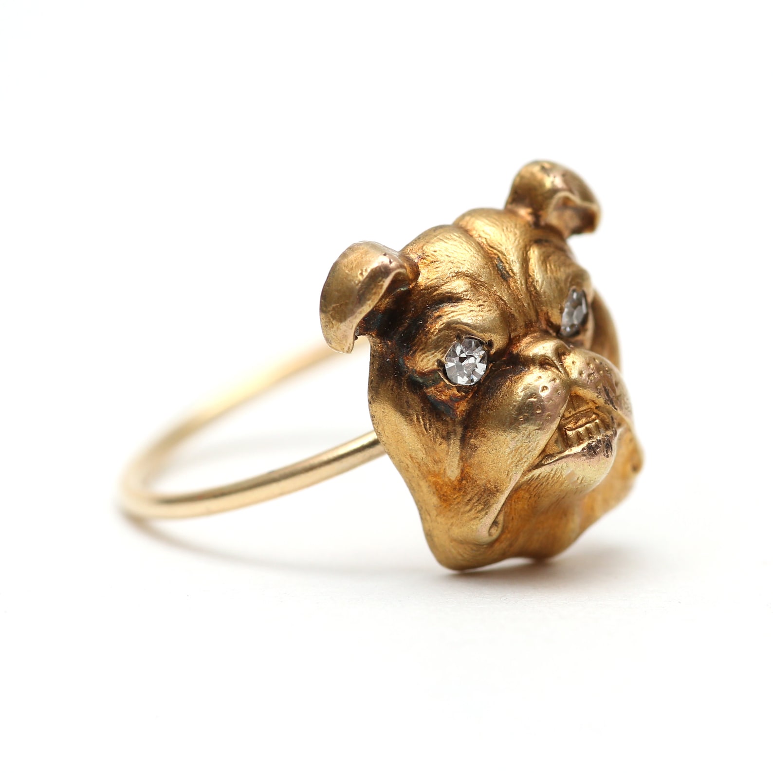 14k Diamond Bull Dog Conversion Ring | Etsy
