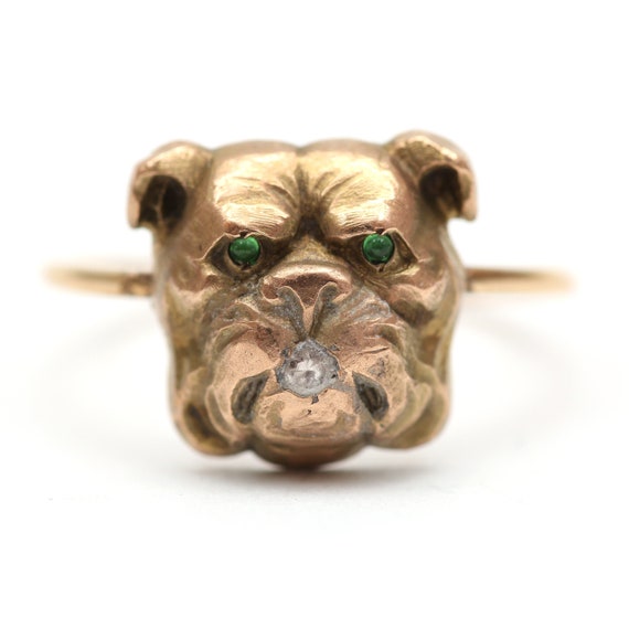 14k Bull Dog Conversion Ring - Gem