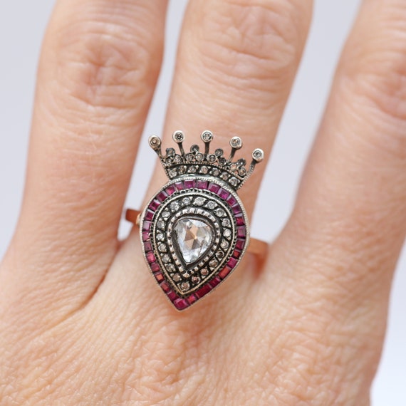 12k Diamond Ruby Crowned Heart Ring - Gem