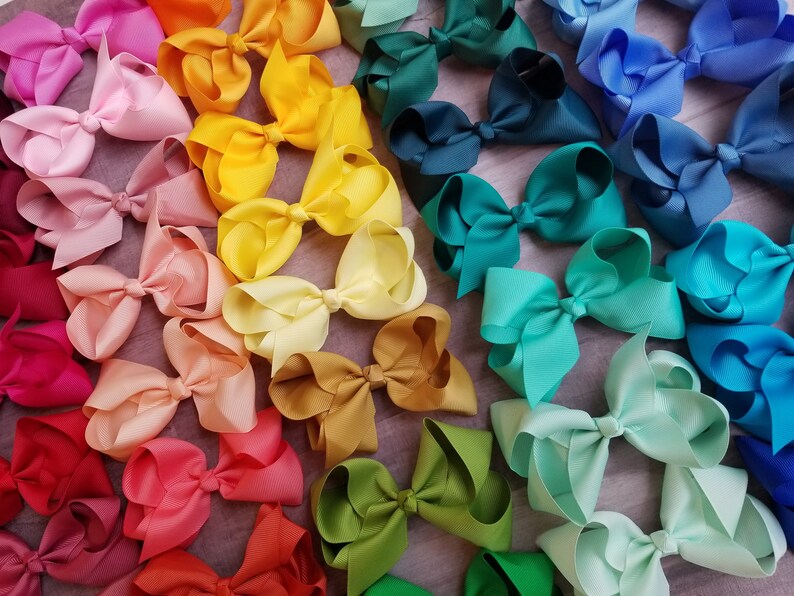 30 Hair Bows/ 4 Inch/ 62 Colors/ 4" Grosgrain Bow, Large Grosgrain Hair ...