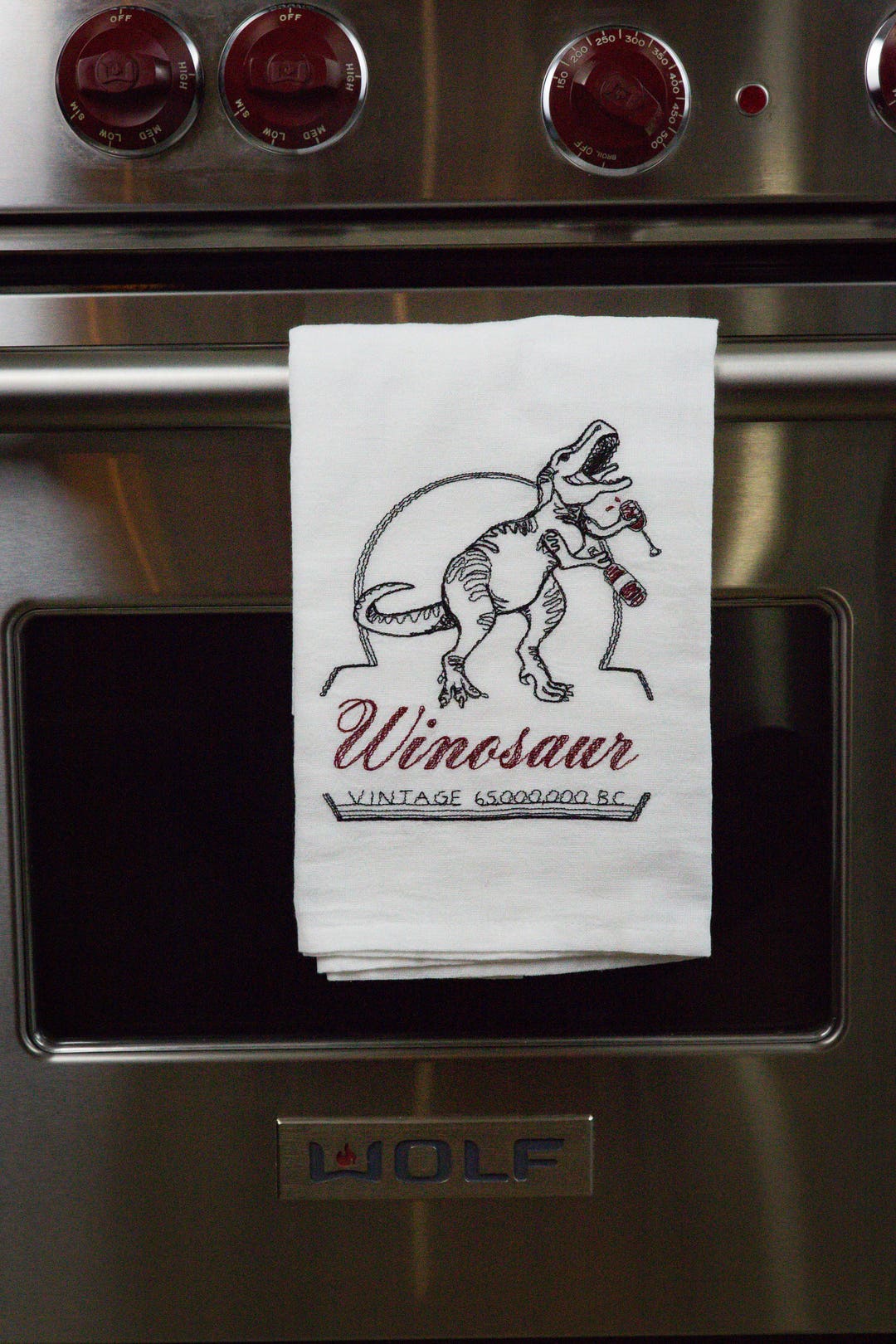 Winosaurus Rex Embroidered Flour Sack Hand/dish Towel - Etsy