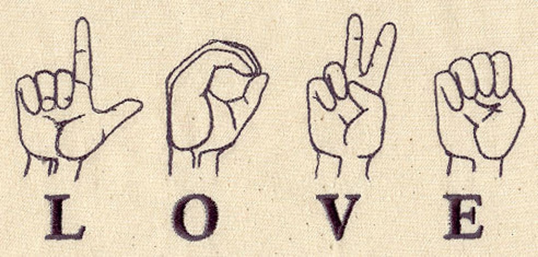 Love Sign Language Embroidery Embroidered Flour Sack Hand /dish Towel ...