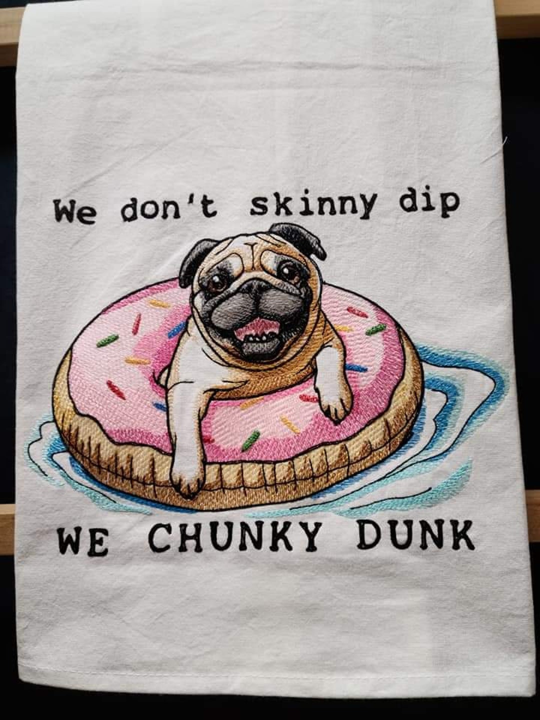 Chunky Pug Embroidered Floursack Teatowel/dishtowel - Etsy
