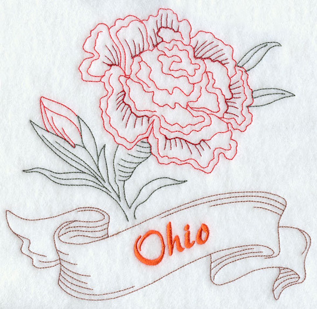 Ohio Scarlet Carnation Embroidered Flour Sack Hand/dish Towel - Etsy