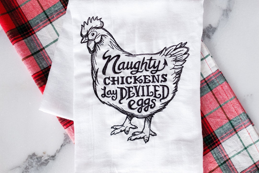 Naughty Chicken Lay Deviled Eggs Embroidered Flour Sack - Etsy