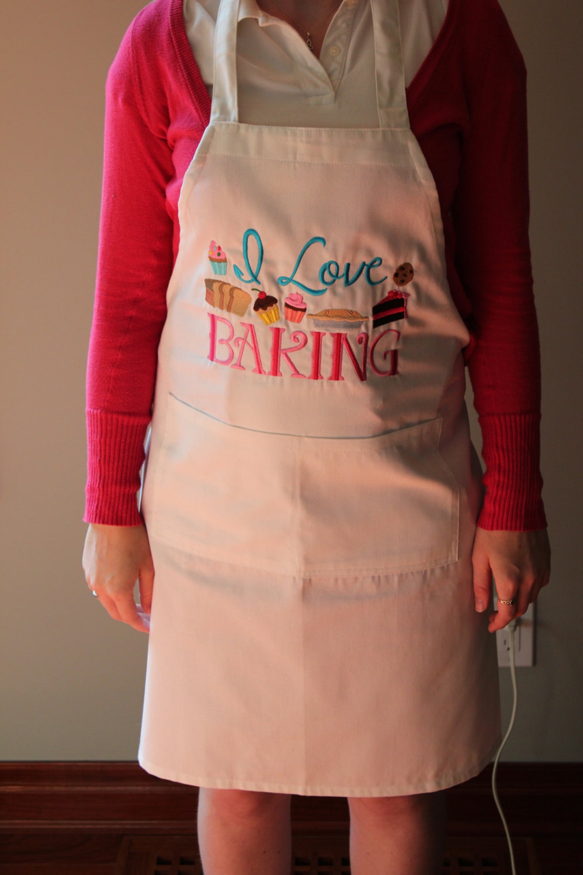 I Love Baking Embroidered Apron With Pockets | Etsy