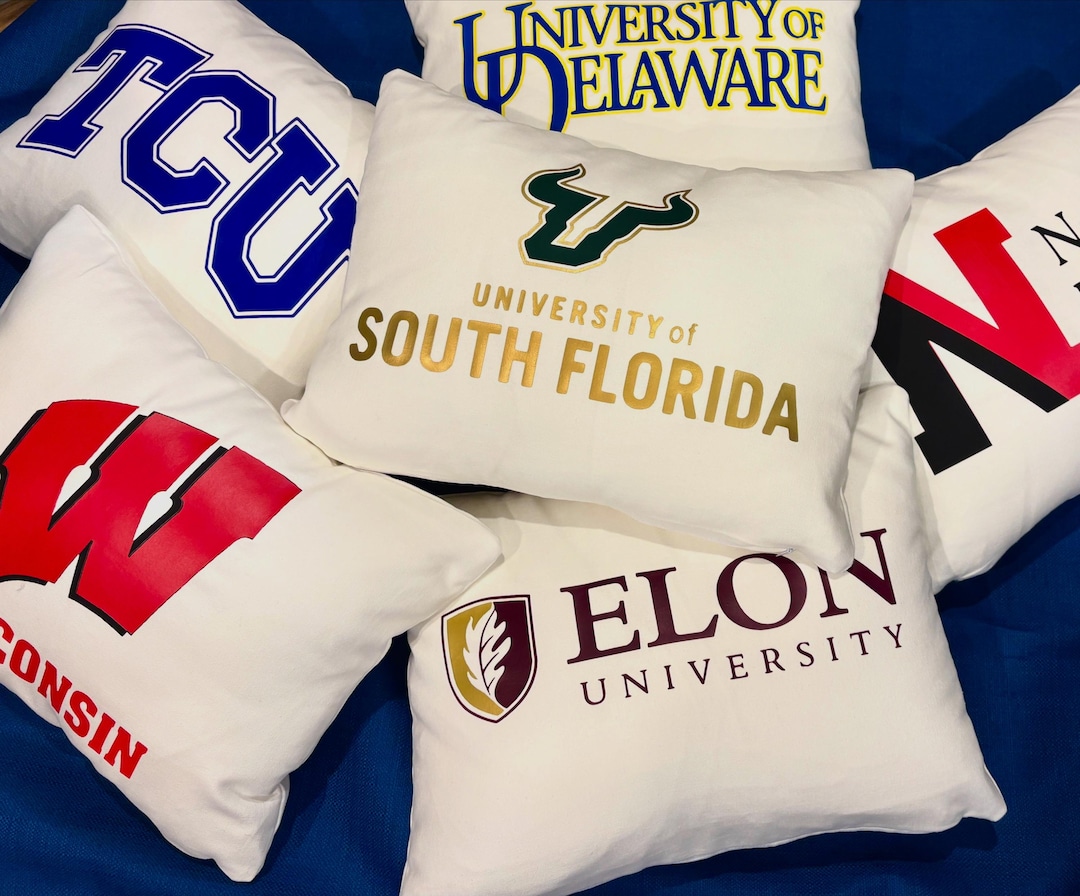 College Acceptance Bed Decorating Logo Pillow Gift University State ...