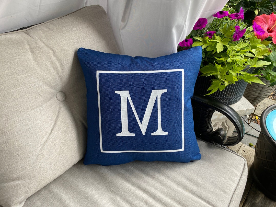Outdoor Modern Decor Pillow Monogram Letter Initial Black White Throw ...