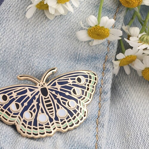 Dark Moon Moth Enamel Pin - Etsy