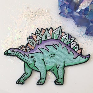 Crystal Stegosaurus Dinosaur Patch - Iron on Embroidered Patches - Wildflower + Co. DIY - Etsy