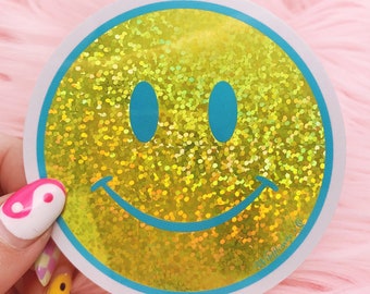 Yellow Smiley Face Sticker - Etsy