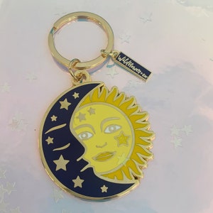 Sun & Moon Keychain - Enamel Keychain - Bag Charm - Celestial Cosmic ...