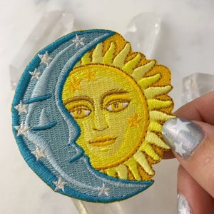 Sun & Moon Patch - Iron on Patch - Embroidered Patches for Jackets - Cosmic - Astrology ...