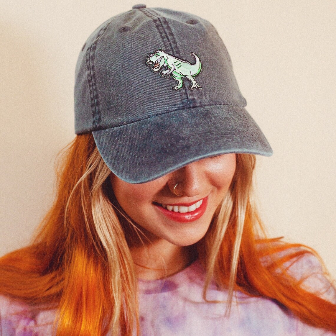 Dinosaur Baseball Hat Choice of Cap Color T-rex T Rex - Etsy
