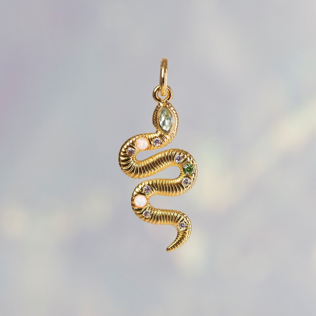 Snake Charm - Serpent - Gold Jewelry - Pendant, Pave Crystal, & Gold ...